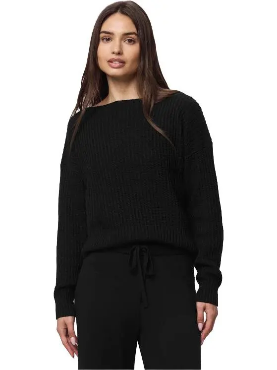 Splendid Olivia Boatneck Cotton Sweater - Black