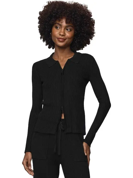 Splendid Cashblend Two-way Zip Sweater - Black