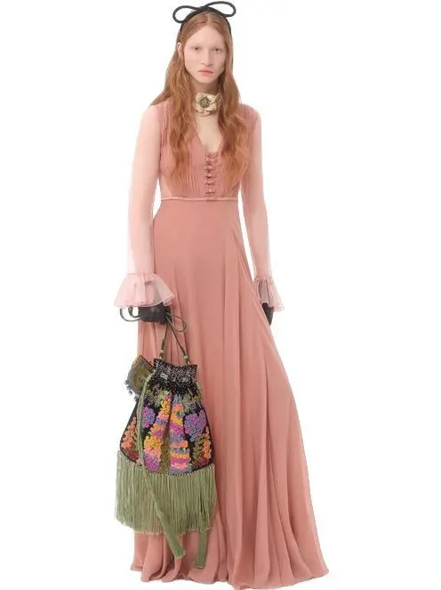 Valentino Garavani Nellcôte Alice Embroidered Bag With Fringes - Black