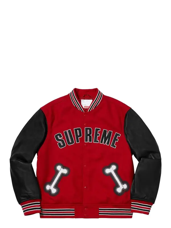 Supreme Bone Varsity Jacket - Red