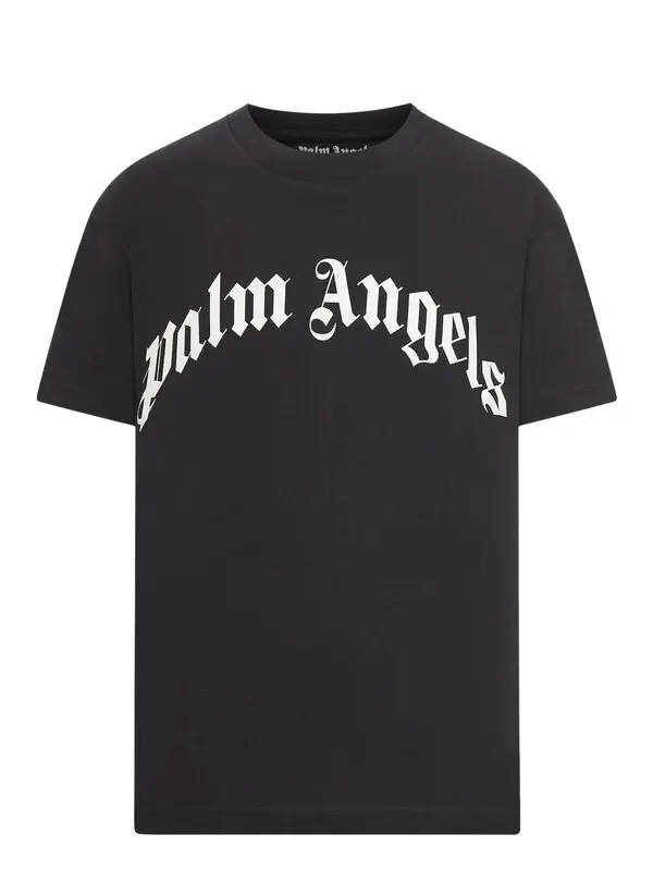 Palm Angels Curved Logo Tee - Black