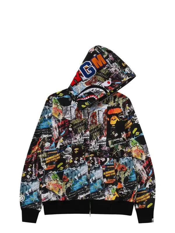 A BATHING APE Flyer Pattern Shark Full-zip Hoodie - Multicolor