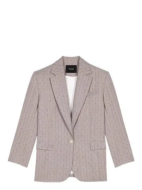 Maje Rhinestone-embellished Single-breasted Blazer - Light Grey
