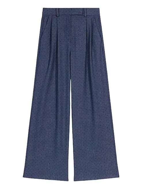 Maje Rhinestone Embellished Trousers - Blue