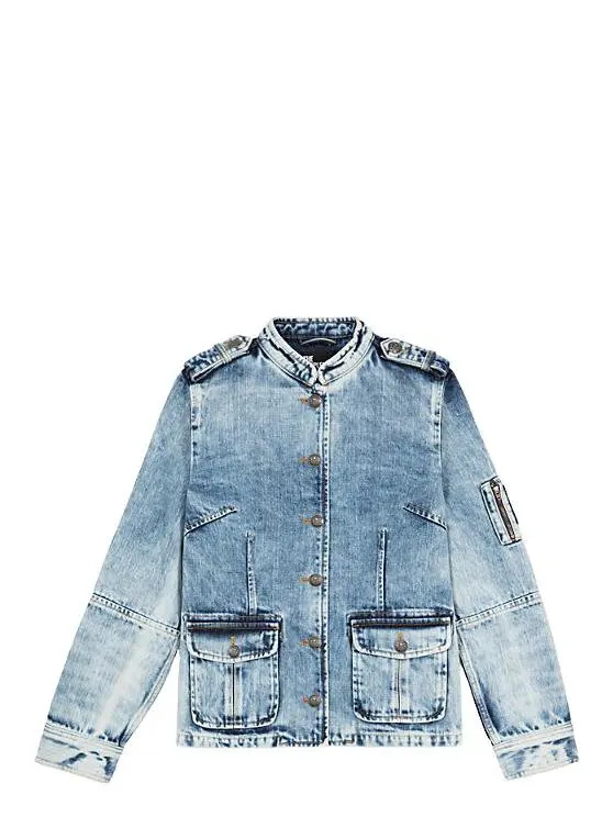 The Kooples Patch-pocket Denim Jacket - Baby Blue