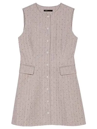 Maje Rhinestone-embellished Mini Dress - Light Grey