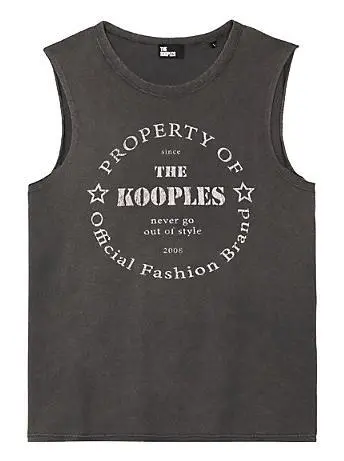 The Kooples Logo-print Sleeveless Cotton T-shirt - Black Washed