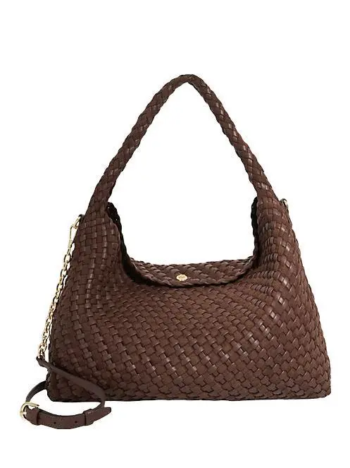 DUNE Woven Faux-leather Shoulder Bag - Dark Brown Synthetic