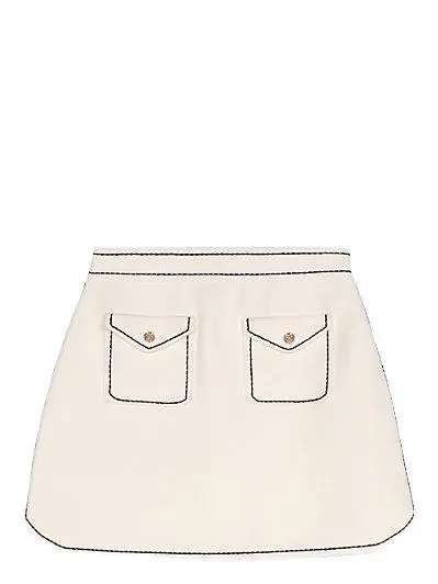 Maje Topstitched Patch-pocket Mini Skirt - Ecru