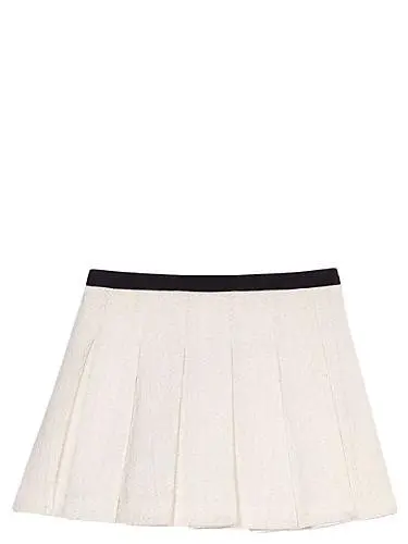 Maje Contrast-trim Pleated Tweed Skort - Ecru