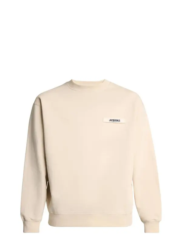 Jacquemus Cotton Sweatshirt With Grosgrain Logo - Beige