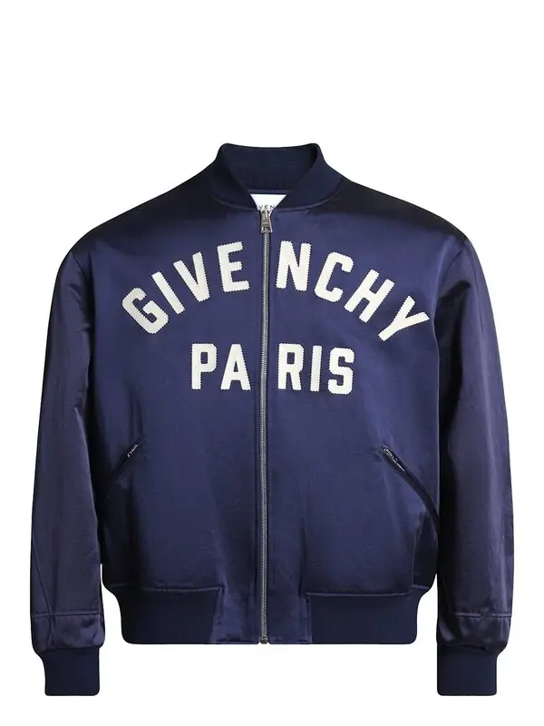 Givenchy Satin Logo Bomber Jacket - Navy