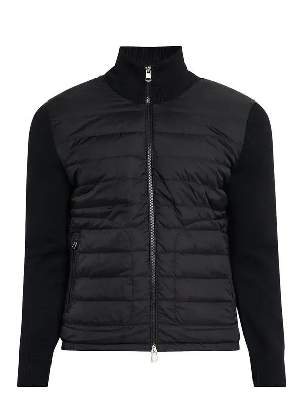 Moncler Archivio Basic Puffer Wool Sleeve Cardigan - Black