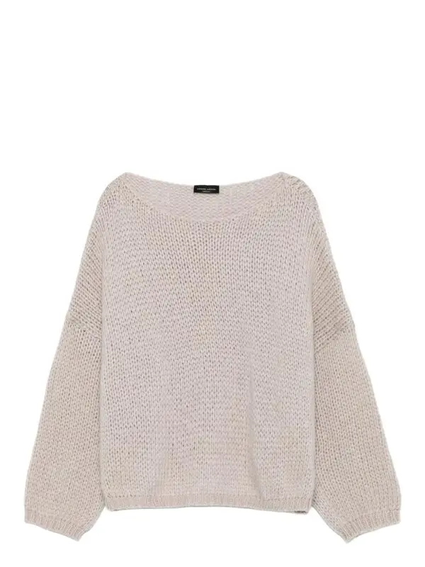 ROBERTO COLLINA Long-sleeved Boat-neck Sweater - Beige