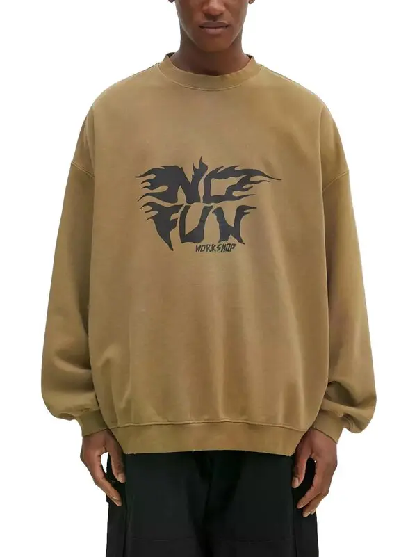 032C Flame Graphic Long-sleeve Sweatshirt - Brown