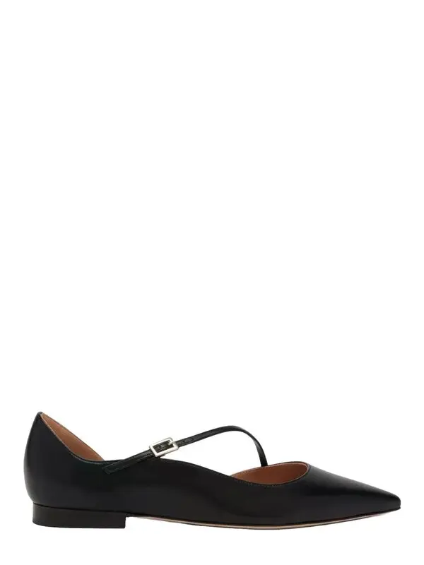 MALONE SOULIERS Bettina Pointed-toe Buckle Flats - Black