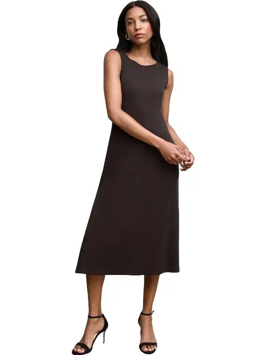 M.M.LAFLEUR Milano Drape Ribbed Pima Modal Midi Dress - Black