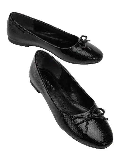 PROLOGUE SHOES Amy Ballerina Flats - Black Faux Leather