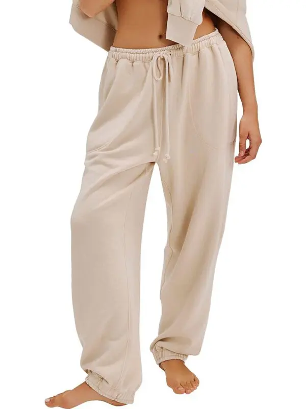 Free People Cotton-blend Joggers - Morning Oat