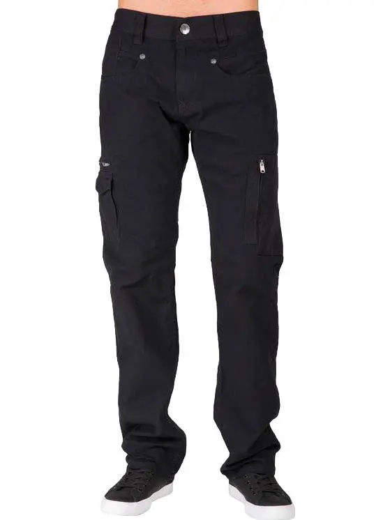 LEVEL 7 Relaxed Straight-leg Cargo Jeans - Black