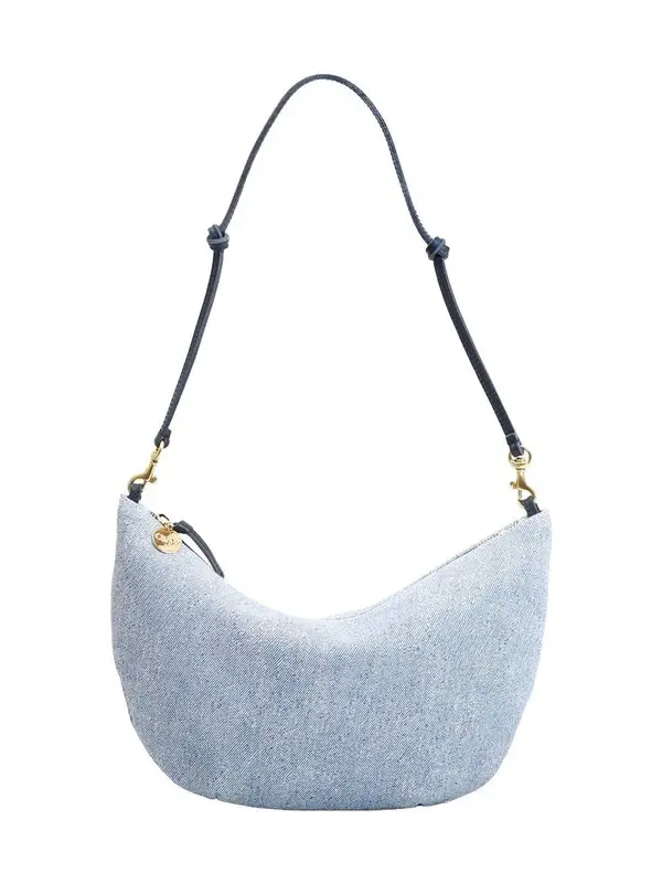 Clare V. Lune Shoulder Bag - Light Blue Denim Suede