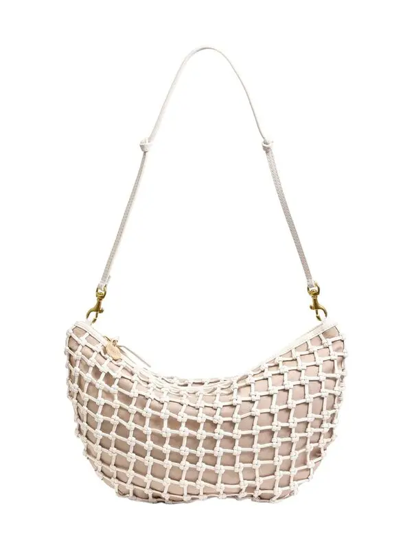 Clare V. Lune Shoulder Bag - White Knot Woven Leather