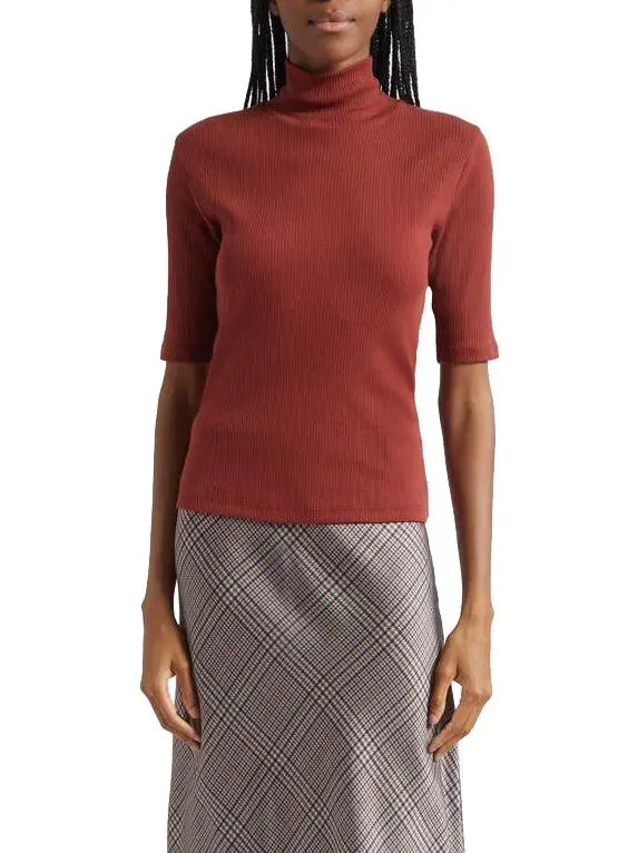 Vince Rib Knit Turtleneck Top - Siena
