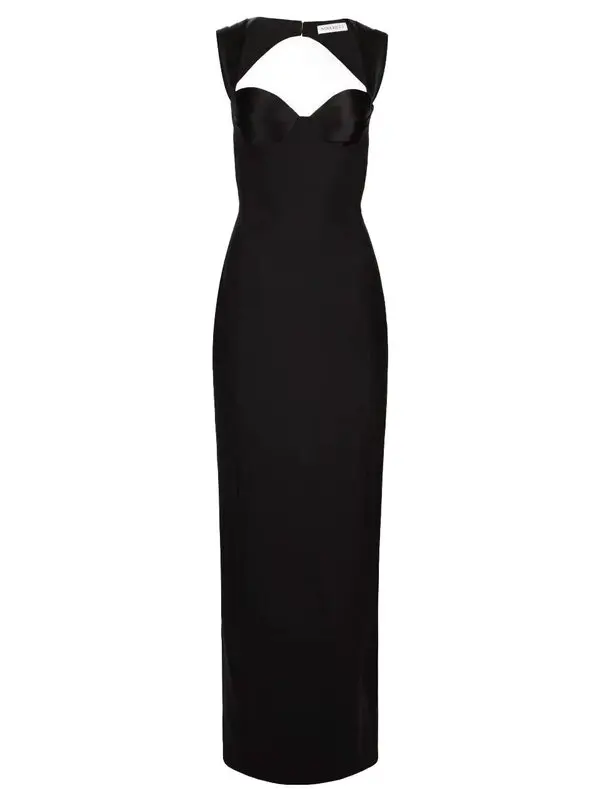 Nina Ricci Satin-paneled Open-back Maxi Dress - Black