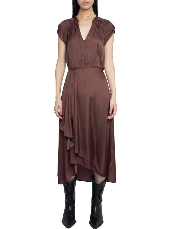 Zadig&Voltaire Randall Ruffle Satin Dress - Burgundy