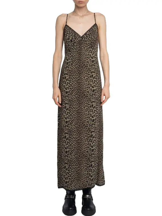 Zadig&Voltaire Amelil Leopard Print Slipdress - Leaves