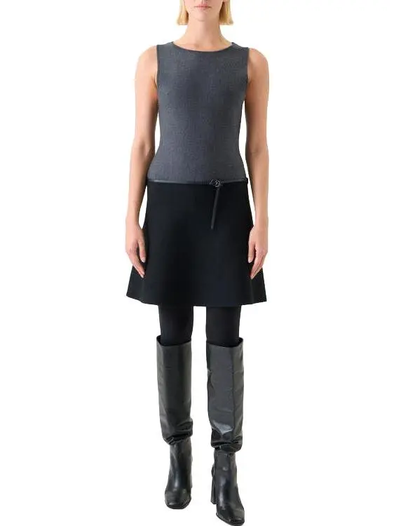 Akris Colorblock Milano Knit Dress - Charcoal-black