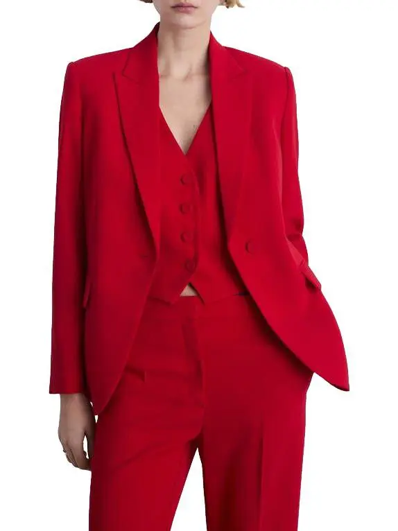 Mango Structured Suit Jacket - Red