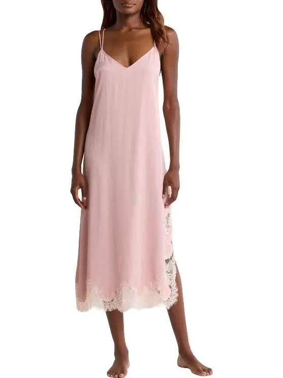Nordstrom Lace Trim Satin Chemise - Pink Puff