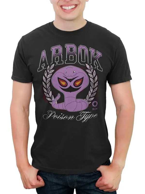 POKEMON Arbok 0024 Poison Type Short Sleeve Graphic T-shirt - Black
