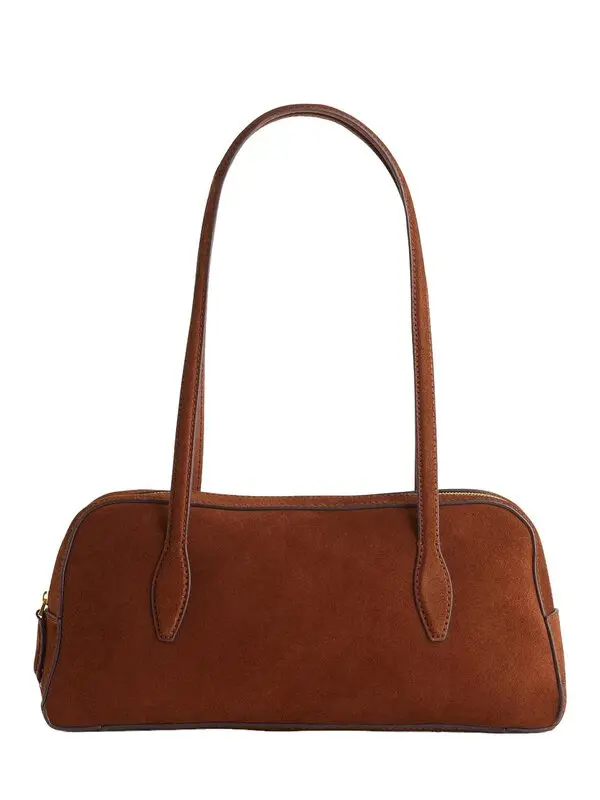 Madewell The Top Zip Suede Shoulder Bag - Soft Mahogany