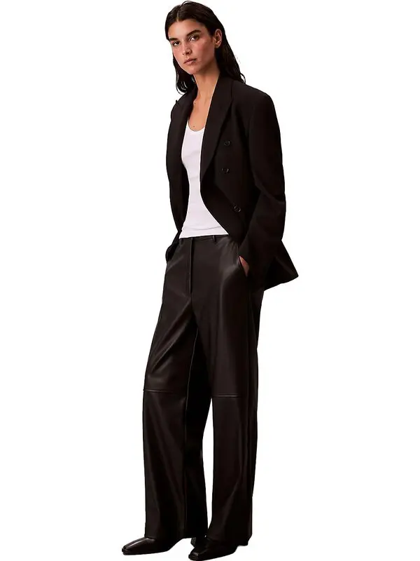 Calvin Klein Faux Leather Relaxed Pants - Black