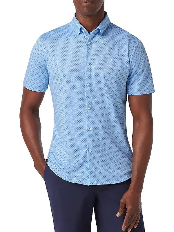 Mizzen+main Halyard Short Sleeves Dress Shirt - Light Blue Multi Dot