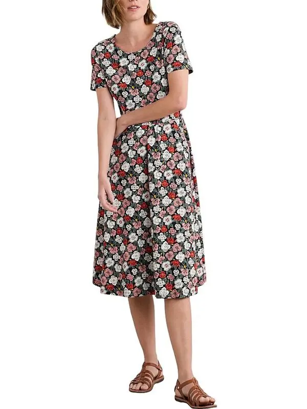 SEASALT CORNWALL Short Sleeve April Dress - Floral Tumble Onyx