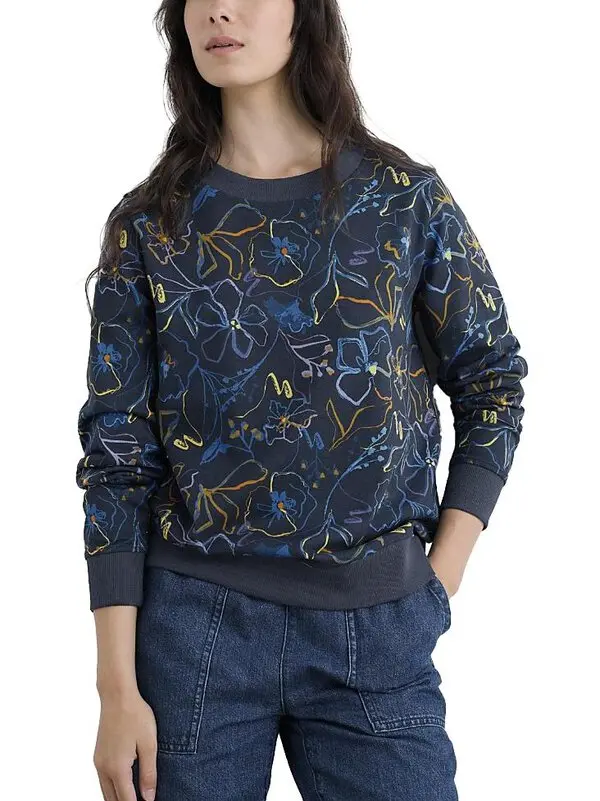 SEASALT CORNWALL Printed Long Sleeve Sweatshirt - Drawn Floral Maritime