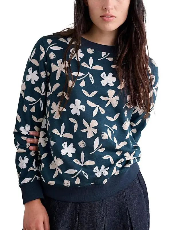 SEASALT CORNWALL Printed Long Sleeve Sweatshirt - Organic Shapes Dark Lugger