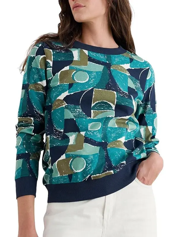 SEASALT CORNWALL Printed Long Sleeve Sweatshirt - Penwith Abstract Emulsion