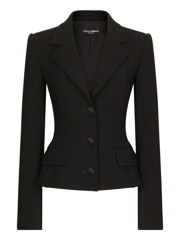 Dolce & Gabbana Single-breasted Stretch Woolen Jacket - Black