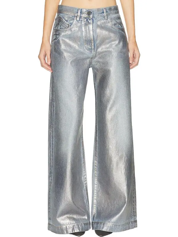 Attico Laminated Long Pant - Silver