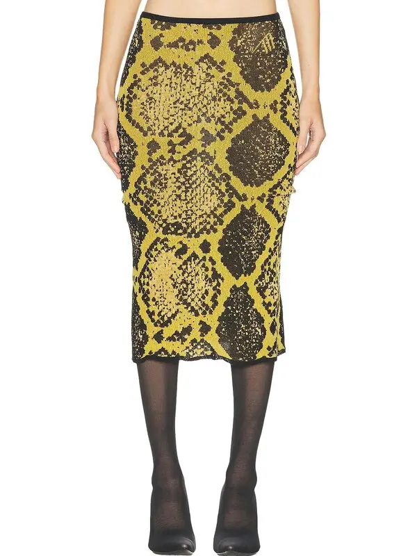 Attico Python Print Midi Skirt - Yellow & Black