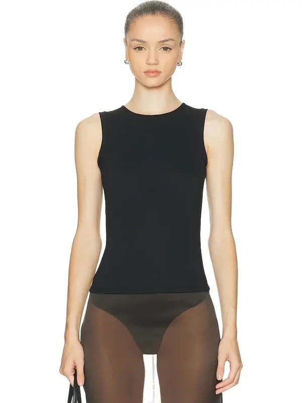Eterne Sleeveless Crewneck Top - Black
