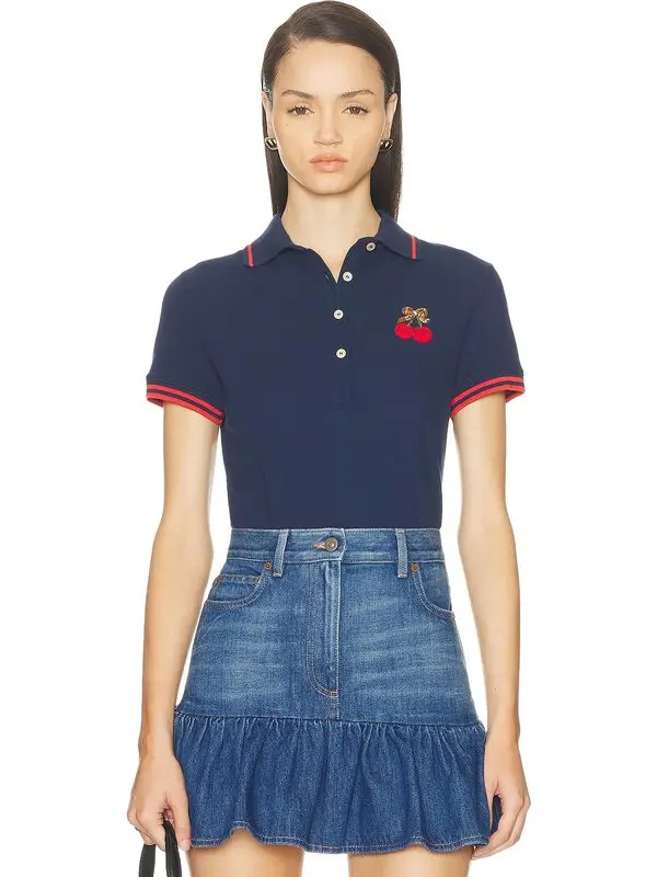 Valentino Garavani Polo Top With Beaded Detail - Indaco
