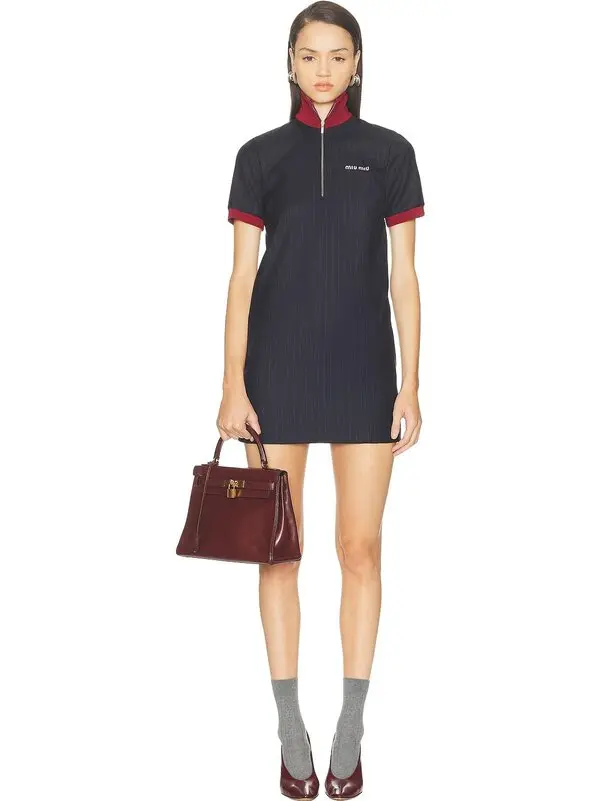 Miu Miu Short Sleeve Mini Dress - Bleu