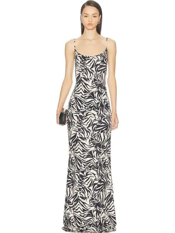THE NEW ARRIVALS ILKYAZ OZEL Maxi Dress - Zebra Exotique
