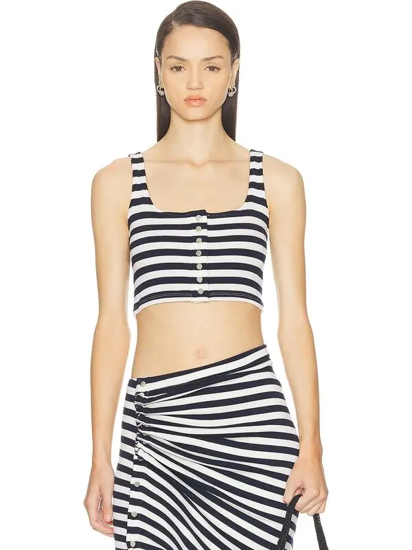 Rabanne Striped Cropped Tank Top - Navy & Cream