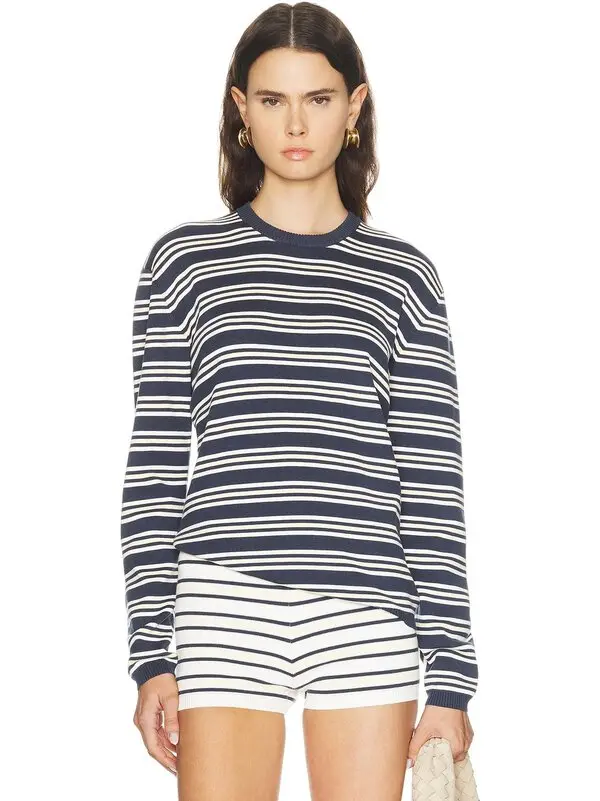 EAVES Cydnee Striped Oversized Sweater - Navy Multi